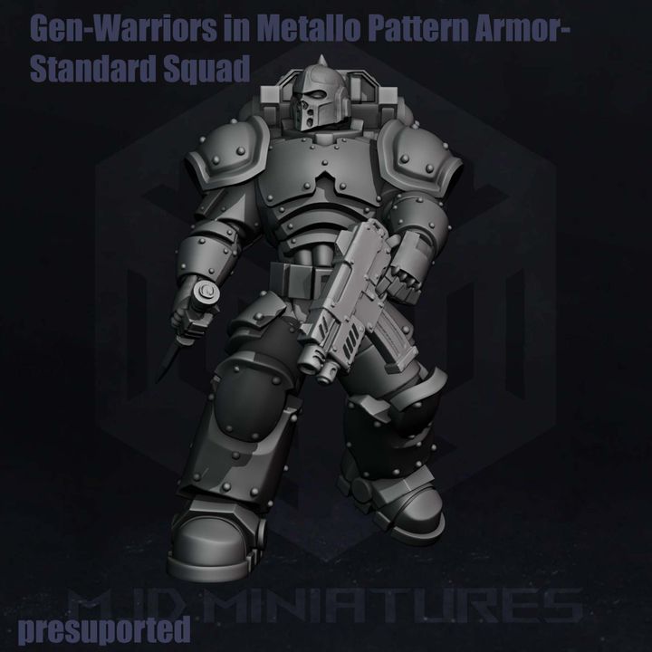 3D Printable Gen-Warriors in Metallo Pattern Armor - Standard Squad ...