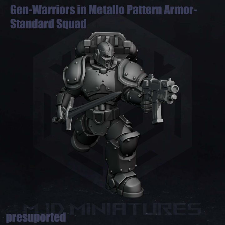 3D Printable Gen-Warriors in Metallo Pattern Armor - Standard Squad ...