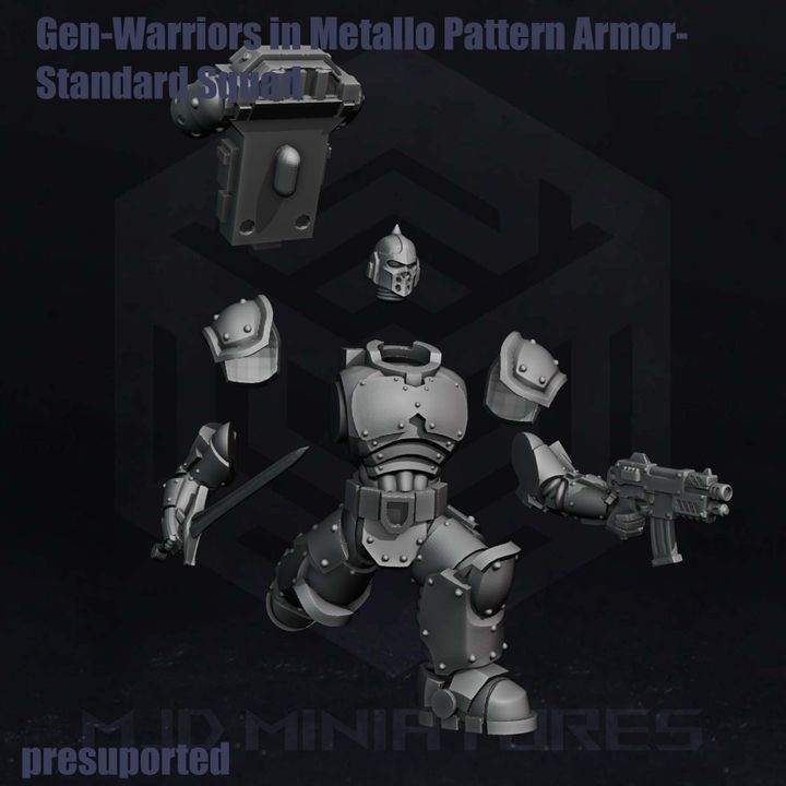 3D Printable Gen-Warriors in Metallo Pattern Armor - Standard Squad ...