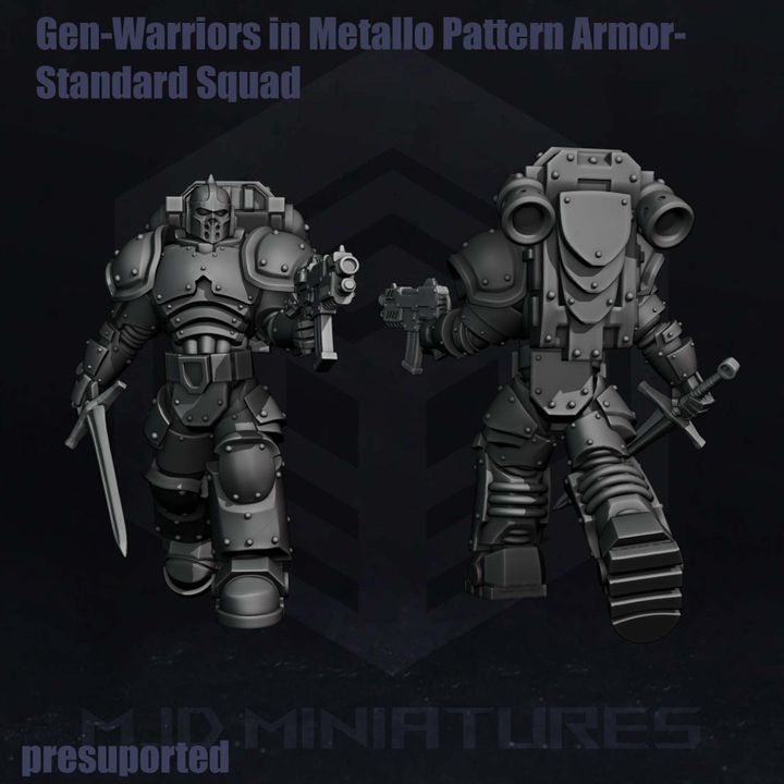 3D Printable Gen-Warriors in Metallo Pattern Armor - Standard Squad ...