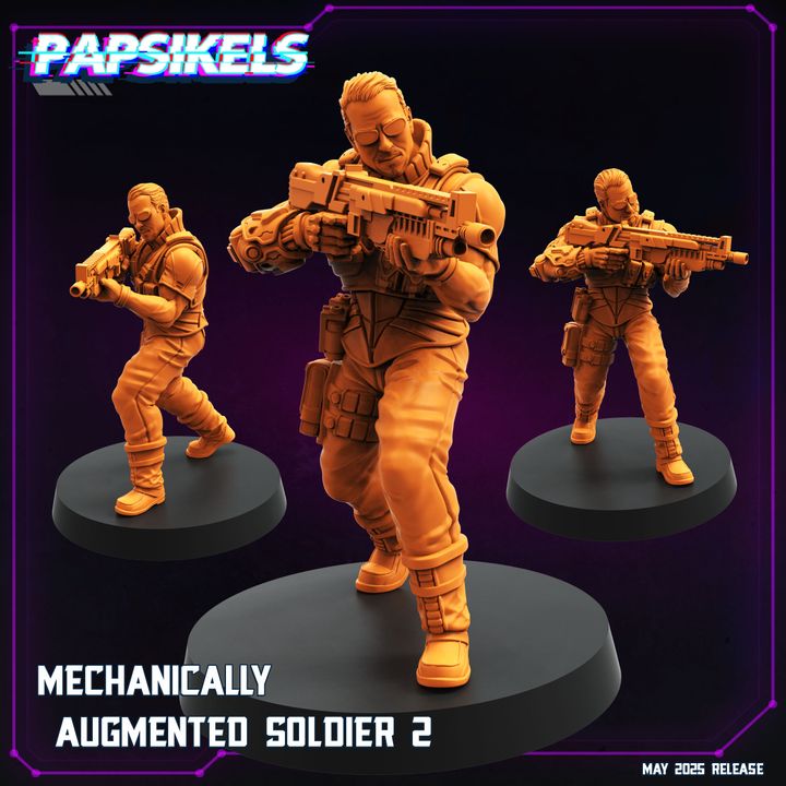 3D Printable MECHANICALLY AUGMENTED SOLDIER by PAPSIKELS MINIATURES