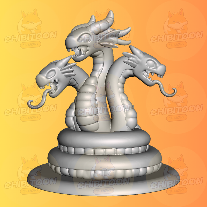 3D Printable 🐉🐍 Calydra – The Triple Serpent Hydra 🐍🐉 | Chibi Kawaii by ...