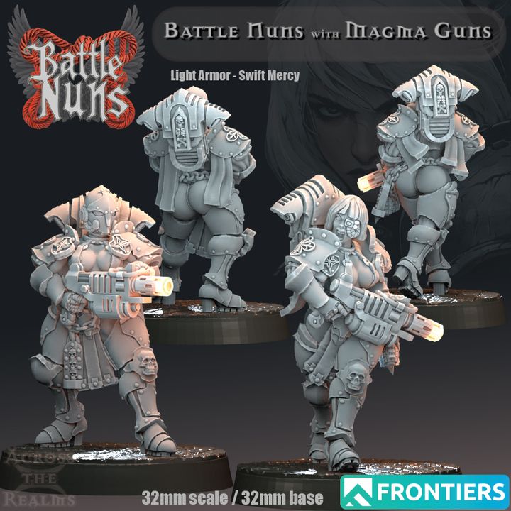 3D Printable Battle Nuns with Magma Guns by Across the Realms