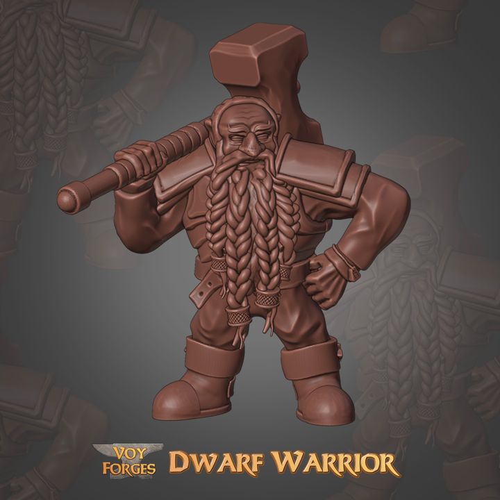 3D Printable Dwarf Warrior Miniature by Voy Forges