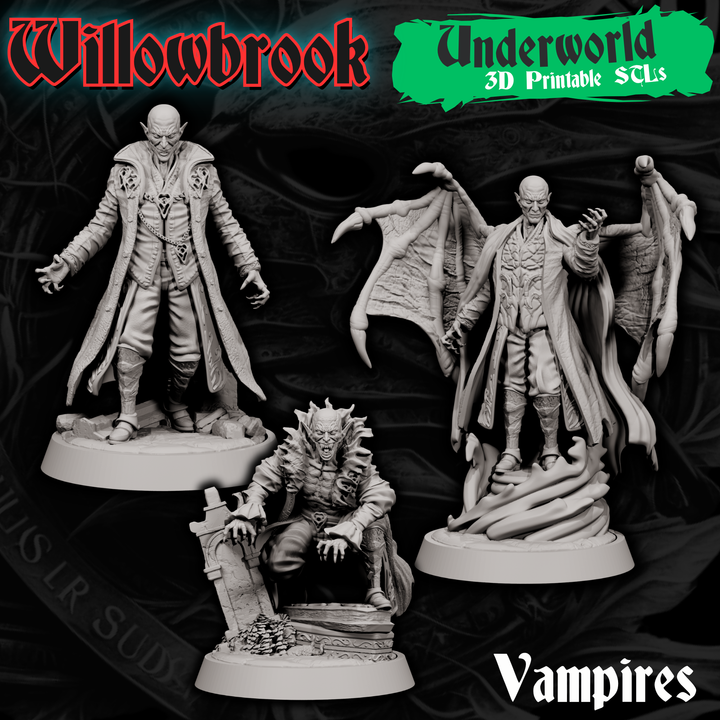 3D Printable Willowbrook Vampires – 3 Undead Lords STL Miniatures ...