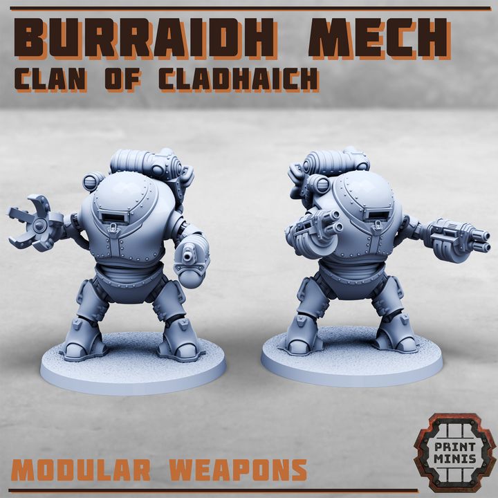 3D Printable Burraidh Mech - Clan of Cladhaich by Print Minis