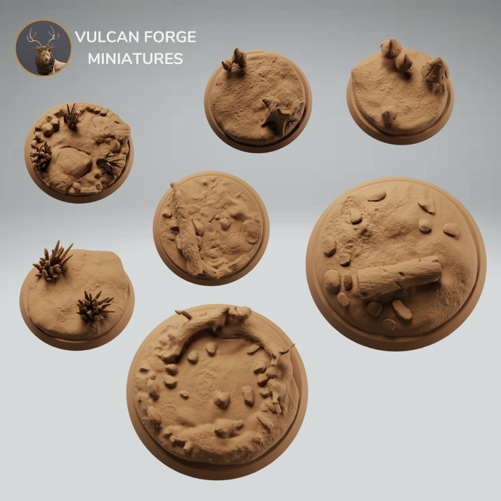 3D Printable Swamp Base set for dnd, bases with rocks, ponds, mushrooms ...