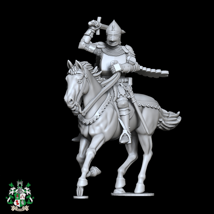 3D Printable Mounted HRE Knight ~ 1425 (4 partially modular versions ...