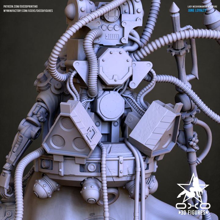 3D Printable Lady Mechromancer Tabletop Miniature Figure by OXO3D Figures