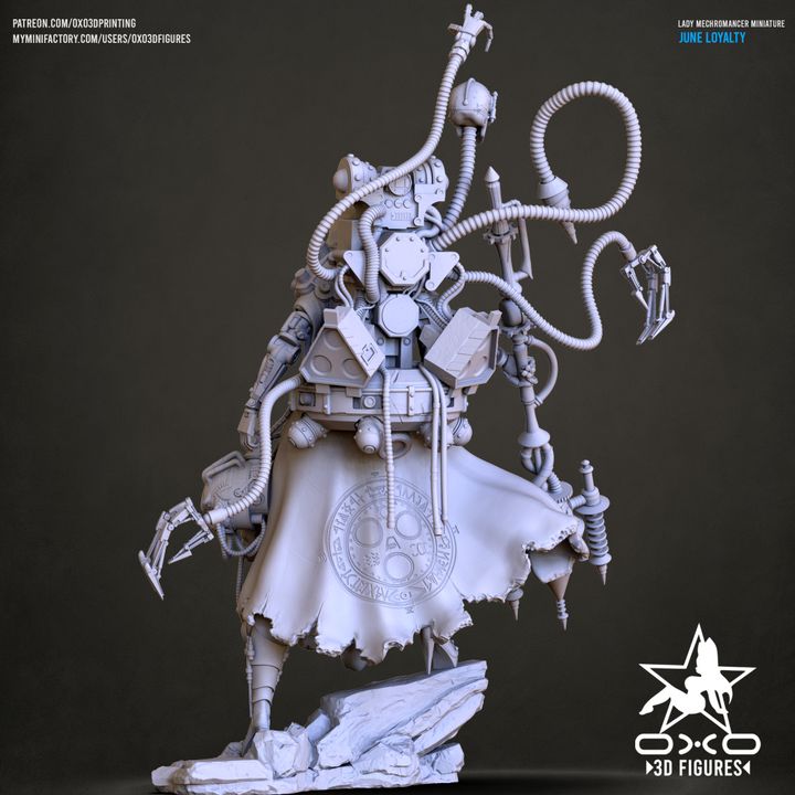 3D Printable Lady Mechromancer Tabletop Miniature Figure by OXO3D Figures