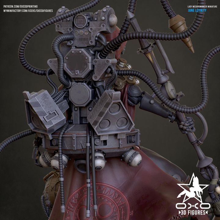 3D Printable Lady Mechromancer Tabletop Miniature Figure by OXO3D Figures