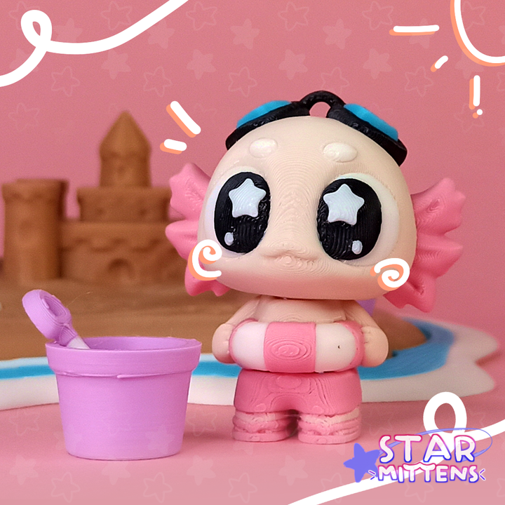 3D Printable Cute Flexi Summer Axolotl Set by Star Mittens