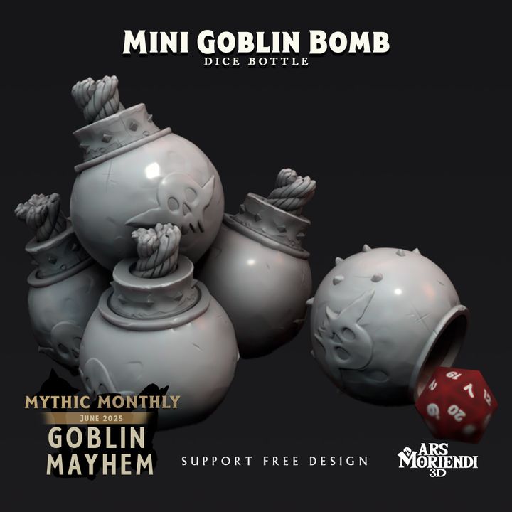 3D Printable Goblin Mayhem Freebie - Mini Bomb Dice Bottle by Ars ...