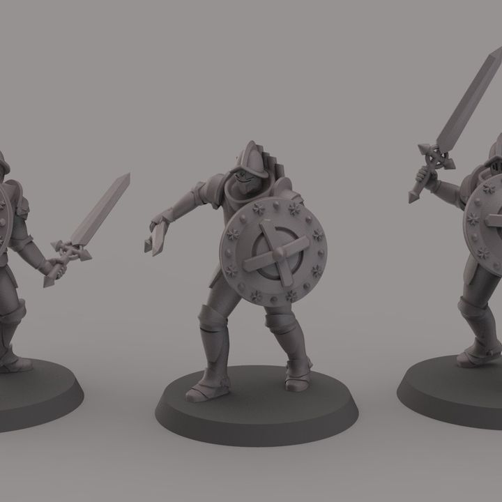 3D Printable Heavy trench conquistadors one-handed + shield by MCGuild