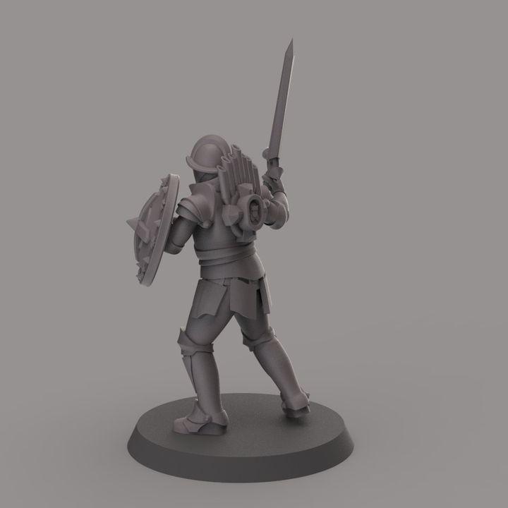 3D Printable Heavy trench conquistadors one-handed + shield by MCGuild