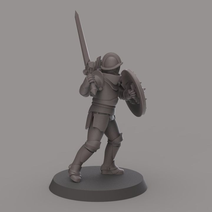 3D Printable Heavy trench conquistadors one-handed + shield by MCGuild