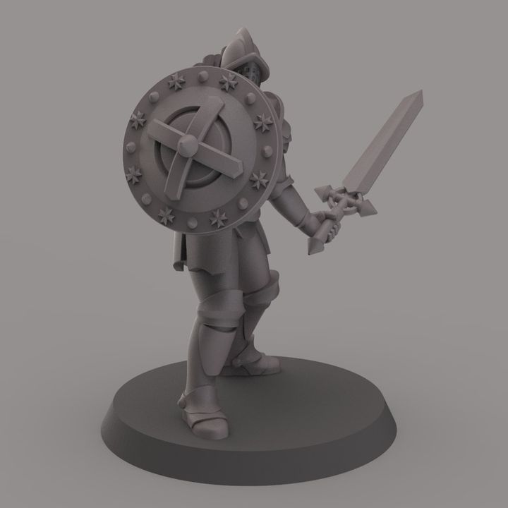 3D Printable Heavy trench conquistadors one-handed + shield by MCGuild