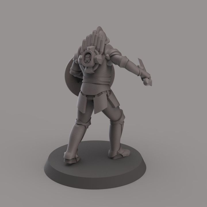 3D Printable Heavy trench conquistadors one-handed + shield by MCGuild