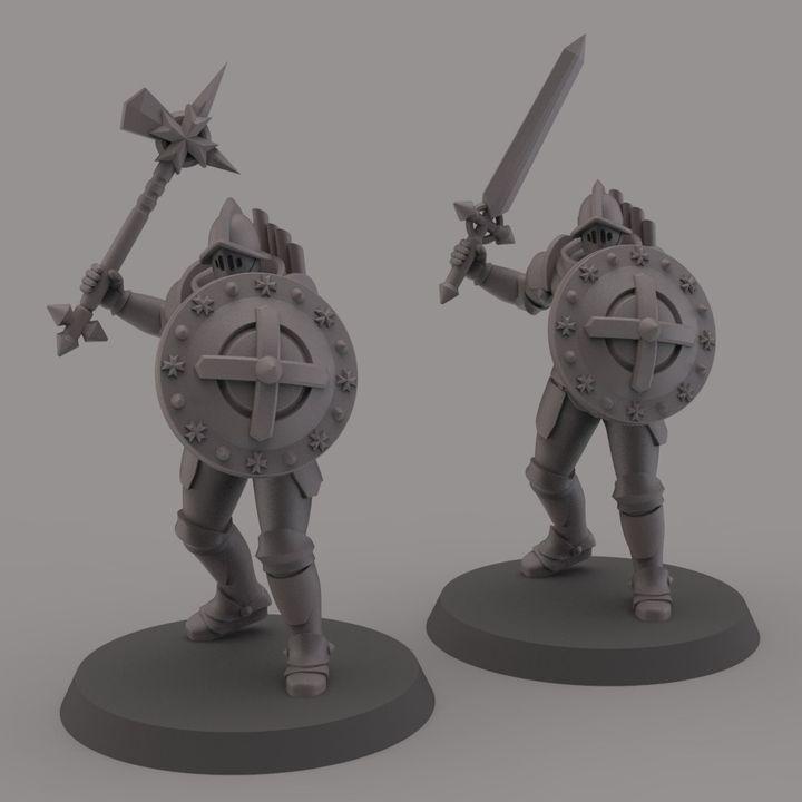 3D Printable Heavy trench conquistadors one-handed + shield by MCGuild