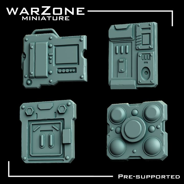 3D Printable Kitbash / Kitbash Control Panels Vol. 01 by WarZone Miniature