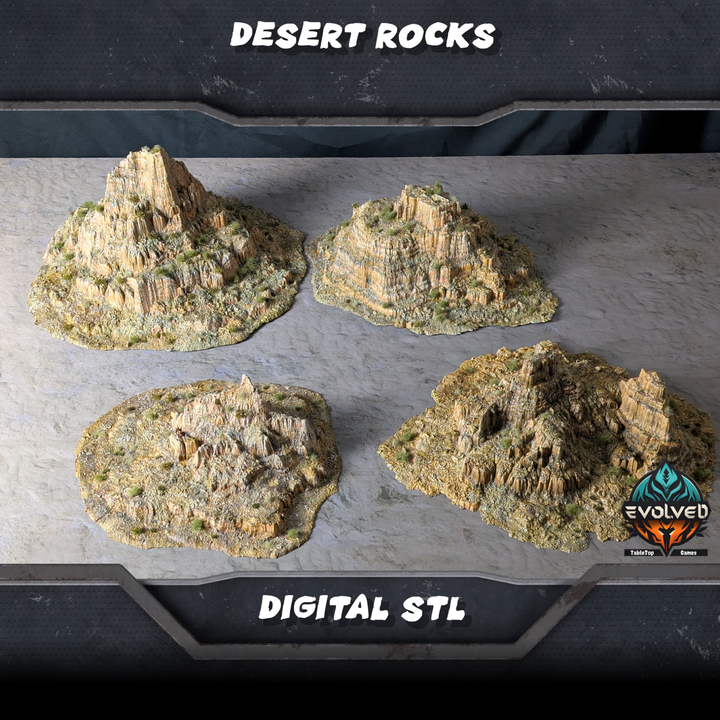 3D Printable 3D Printable Desert Rock Terrain by Evolved Tabletop Games