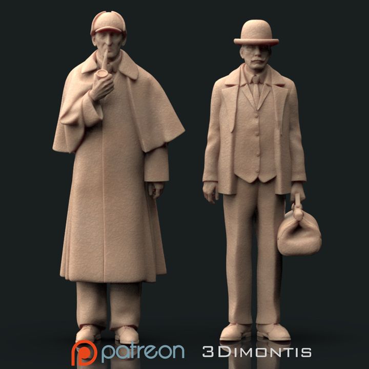 3D Printable Sherlock Holmes and Dr. Watson by 3Dimontis