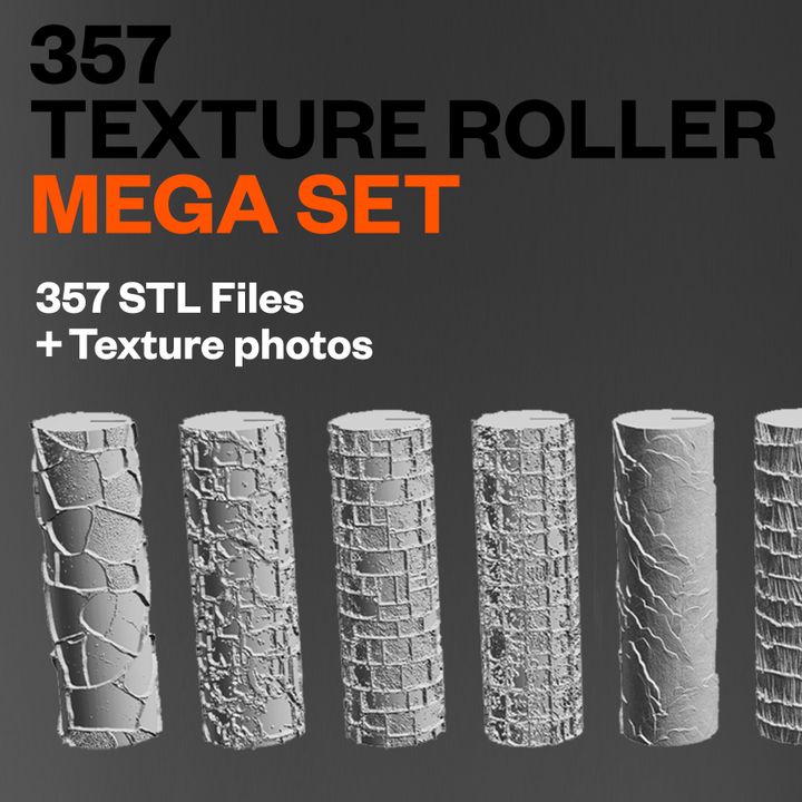 3D Printable Texture Rollers Mega Pack (357 Texture Roller STL) by STL ...