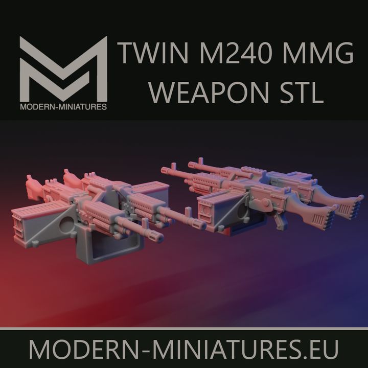 3D Printable Twin M240 MMG weapon option by Modern-Miniatures.eu