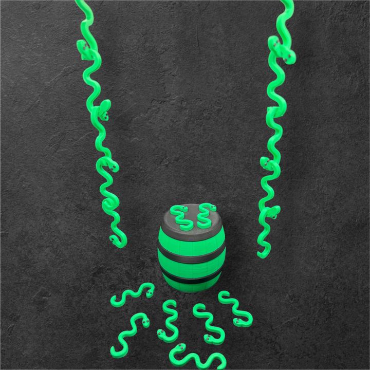 3D Printable Snake Barrel Buddies!! Fun on the go, and no AMS needed ...