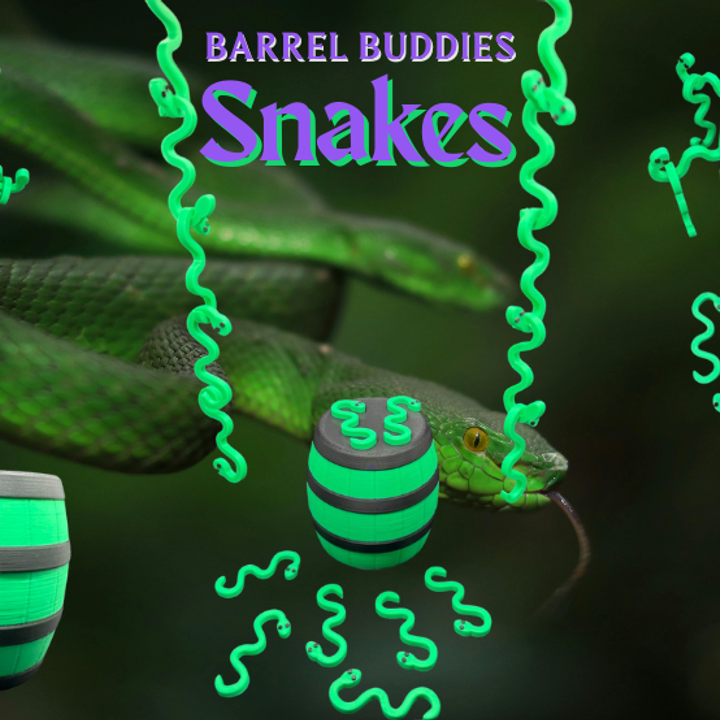 3D Printable Snake Barrel Buddies!! Fun on the go, and no AMS needed ...