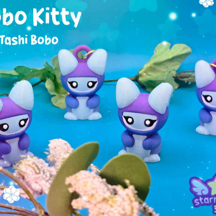 3D Printable Robo Kitty Tashi Bobo Keychain Charm by StarMouse3D