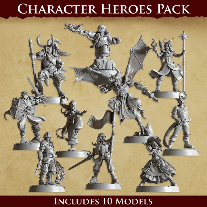 3D Printable [Add-On] Character Heroes Pack | Cast n Play by Cast n Play