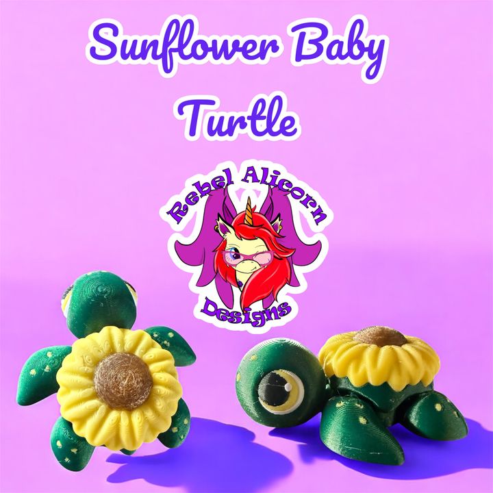 3D Printable Sunflower Baby TUrtle by Rebel Alicorn Designs