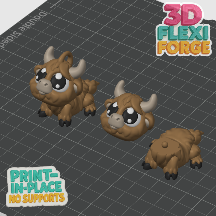 3D Printable Flexi Cute Bull Print-in-place by 3D FLEXI FORGE