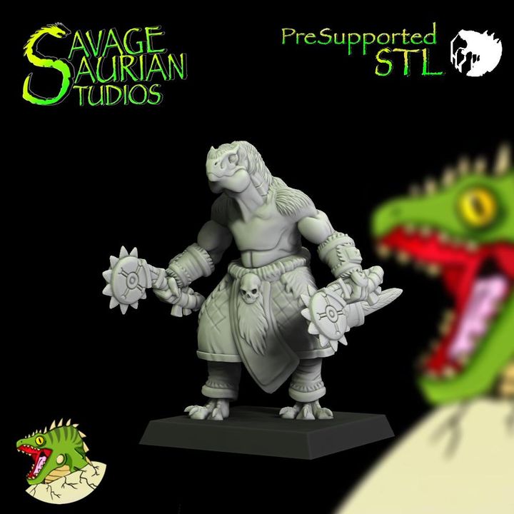3D Printable Osteonphilos Bonesaws Unarmoured - Lizardmen by Savage Saurian Studios