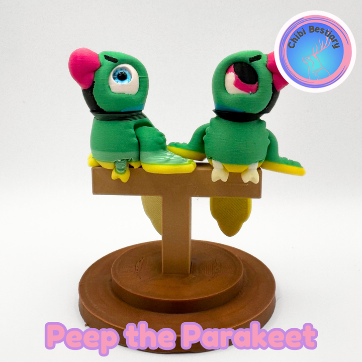 3D Printable Peep the Parakeet Flexi by ChibiBestiary