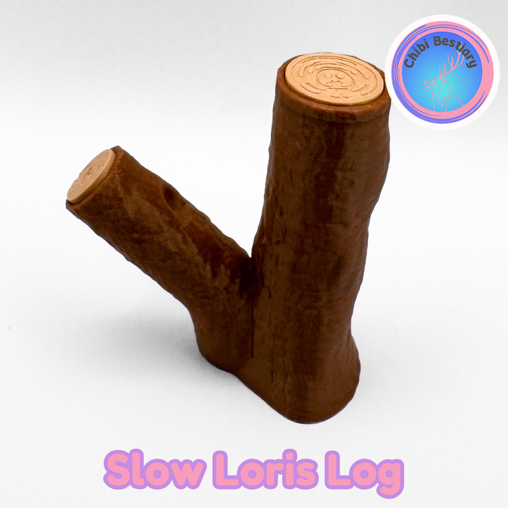 3D Printable Slow Loris Log by ChibiBestiary