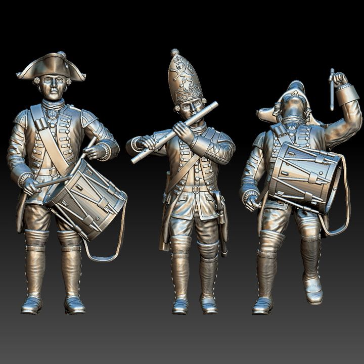 3D Printable SYW Prussians or AWI Hessian infantry command set by Uwe