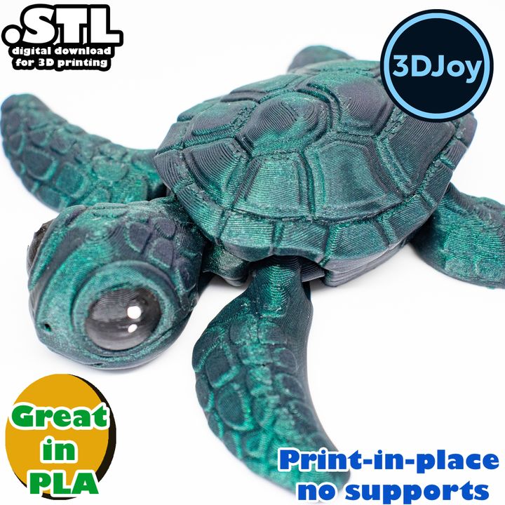 3D Printable Flexi Little Sea Turtle – Print-in-Place, No Supports (STL ...