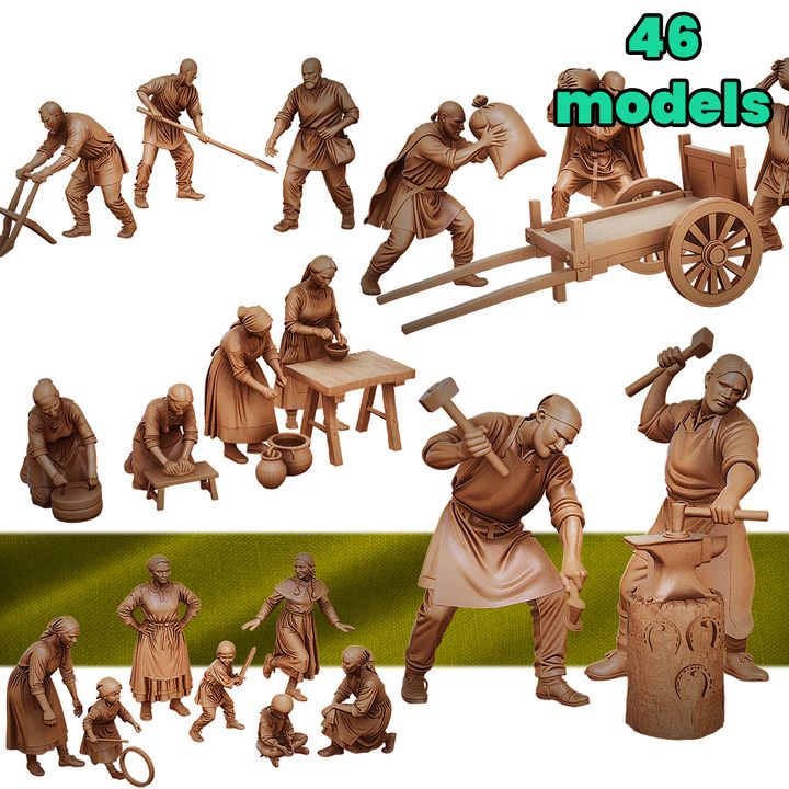 3D Printable Medieval Miniatures Set 1 by Key Capas