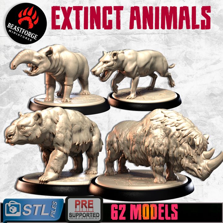 3D Printable EXTINCT ANIMALS by Beastforge Miniatures