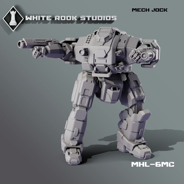 3D Printable American Mecha - MHL-Sheriff - Mech Jock by White Rook Studios