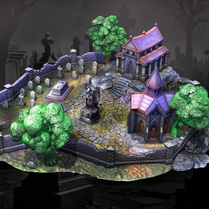 3D Printable City of Drakkguard - haunted graveyard by ...