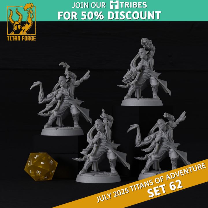3D Printable Male Elf Monk - DnD Hero Characters - Titans of Adventure ...
