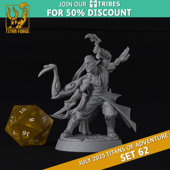 3D Printable Male Elf Monk - DnD Hero Characters - Titans of Adventure ...