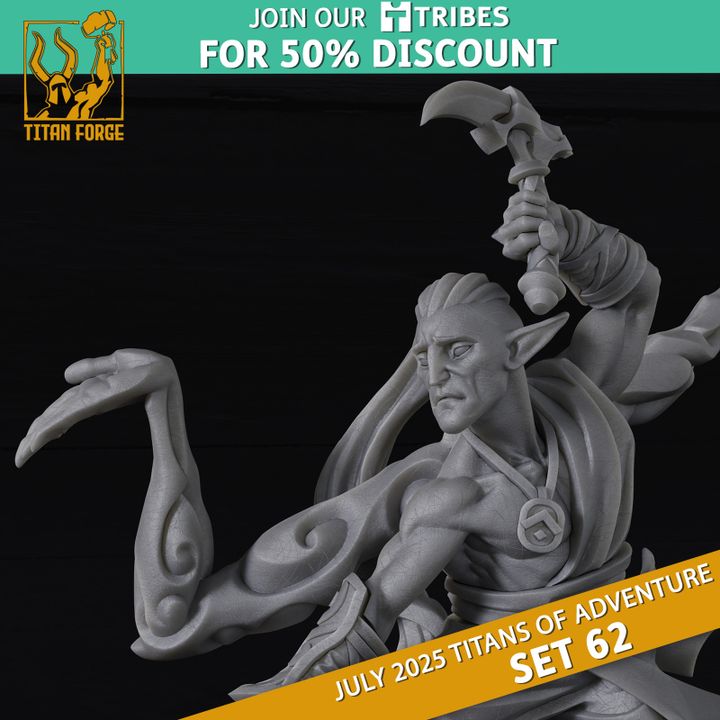 3D Printable Male Elf Monk - DnD Hero Characters - Titans of Adventure ...