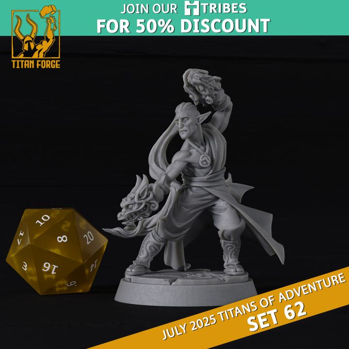3D Printable Male Elf Monk - DnD Hero Characters - Titans of Adventure ...