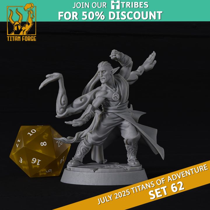 3D Printable Male Elf Monk - DnD Hero Characters - Titans of Adventure ...