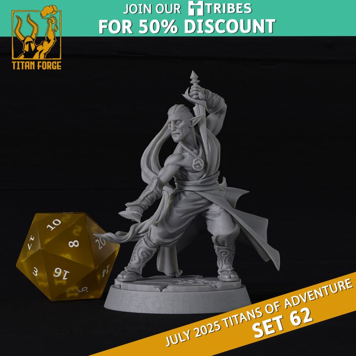 3D Printable Male Elf Monk - DnD Hero Characters - Titans of Adventure ...