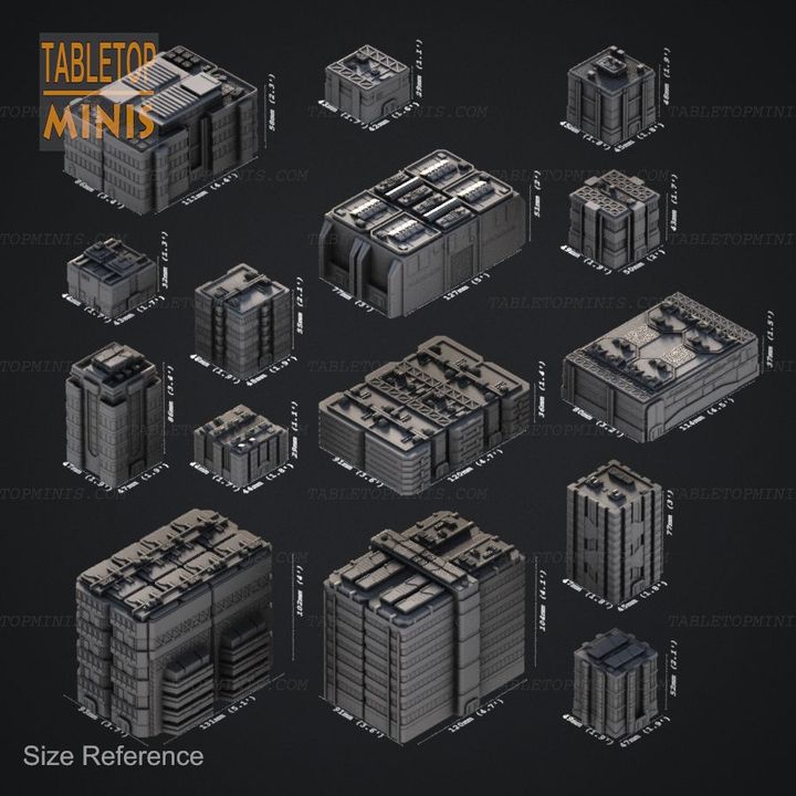 3D Printable Scifi Buildings 6mm by TableTopMinis